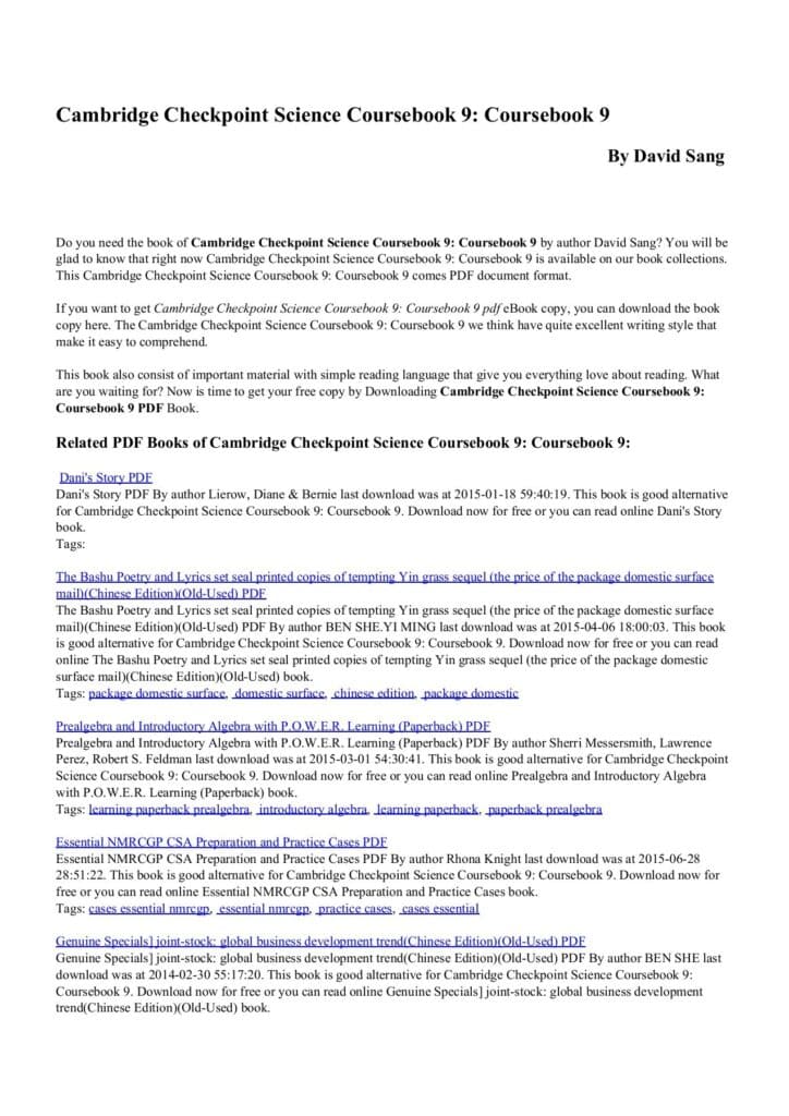 Cambridge Checkpoint Science Coursebook 9 - Alefredo Books & Past Papers